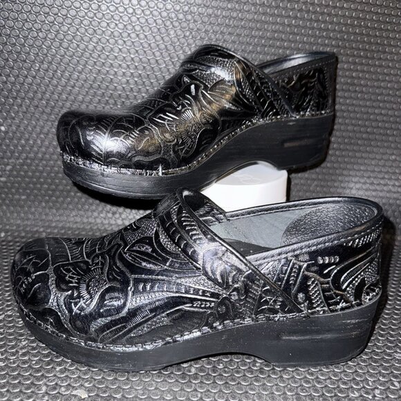 Dansko | Shoes | Dansko Professional Tooled Leather Silver Paisley Slip ...
